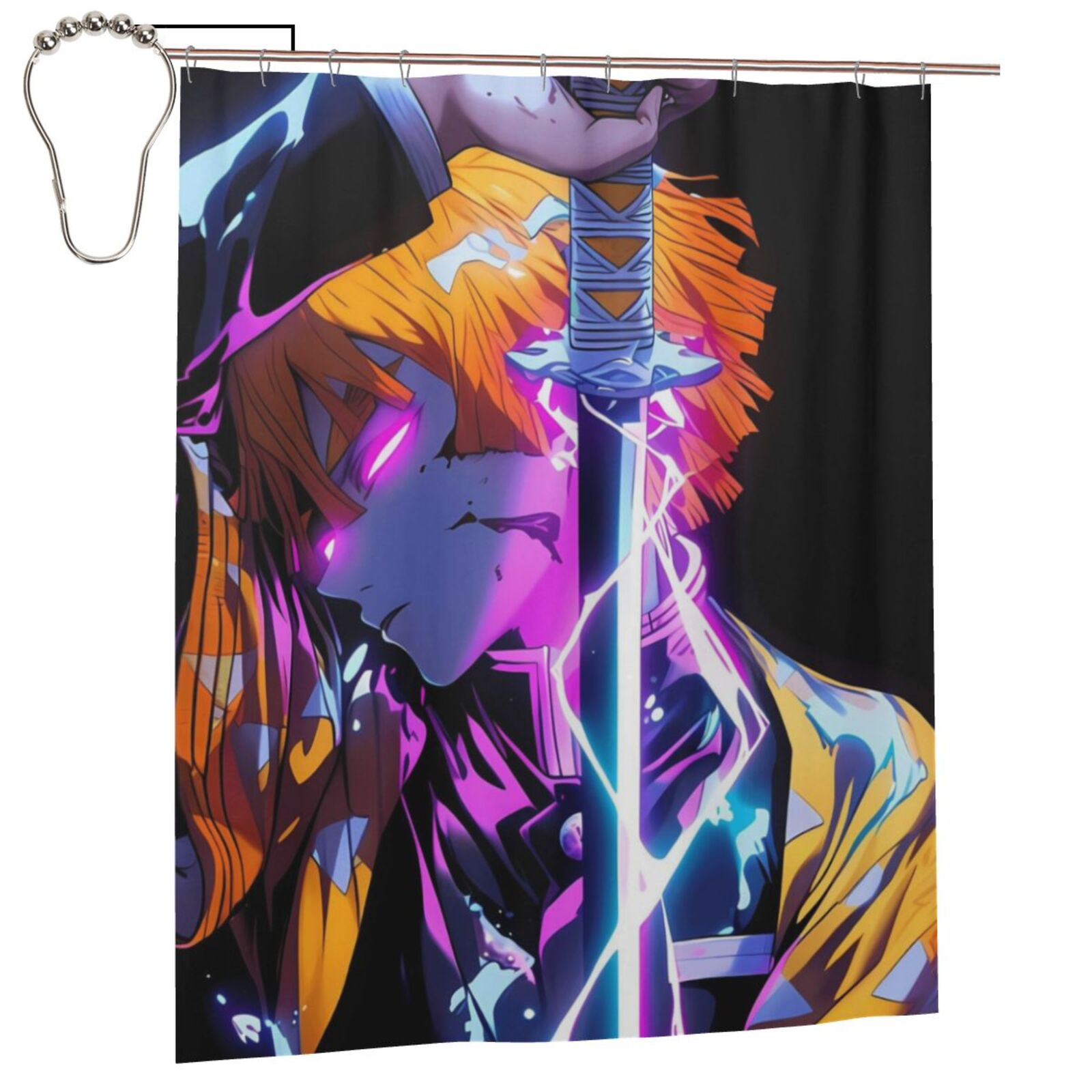 Waterproof Fabric Shower Curtain Demon Slayer Agatsuma Zenitsu Covered ...