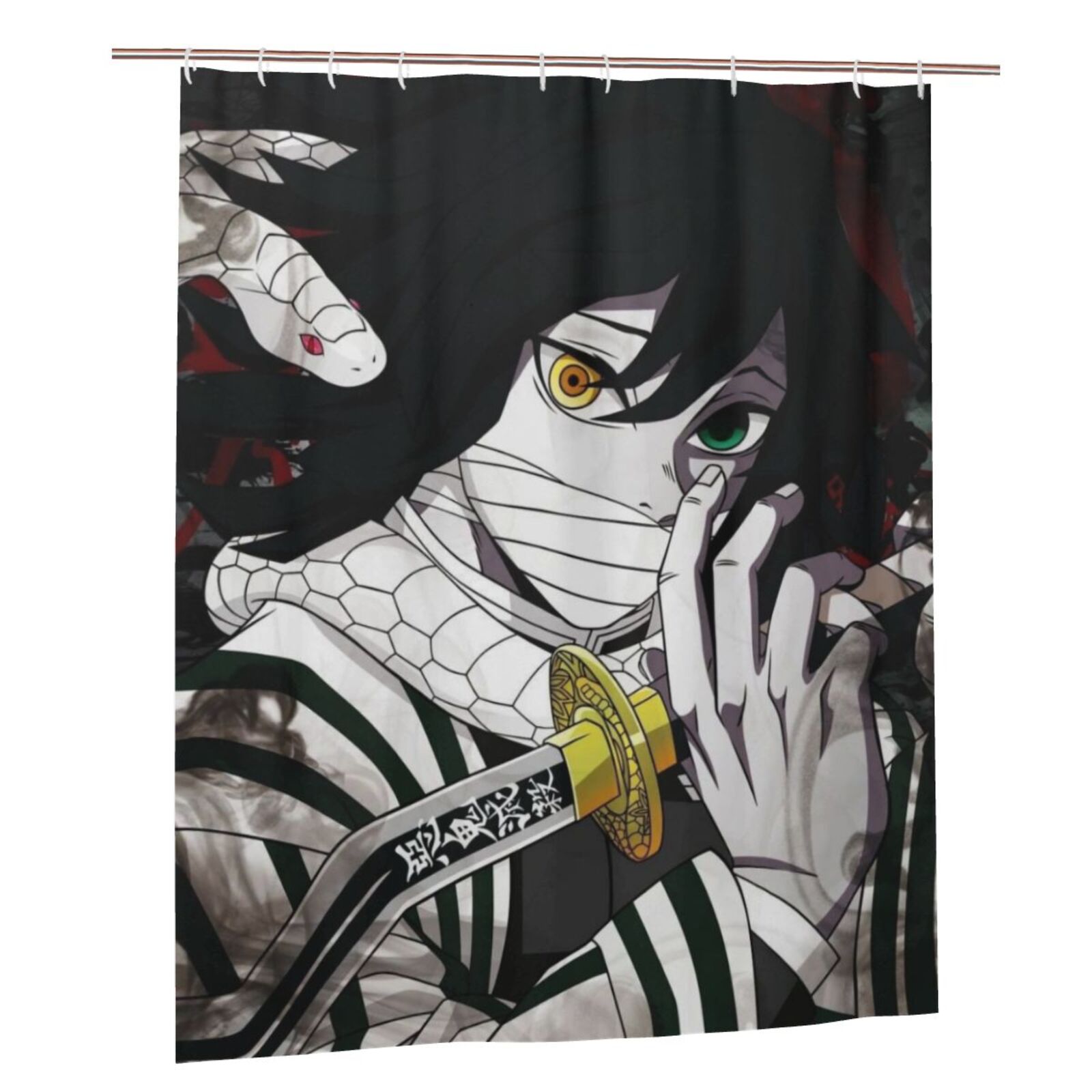 Waterproof Fabric Shower Curtain Liner, Demon Slayer Iguro Obanai ...