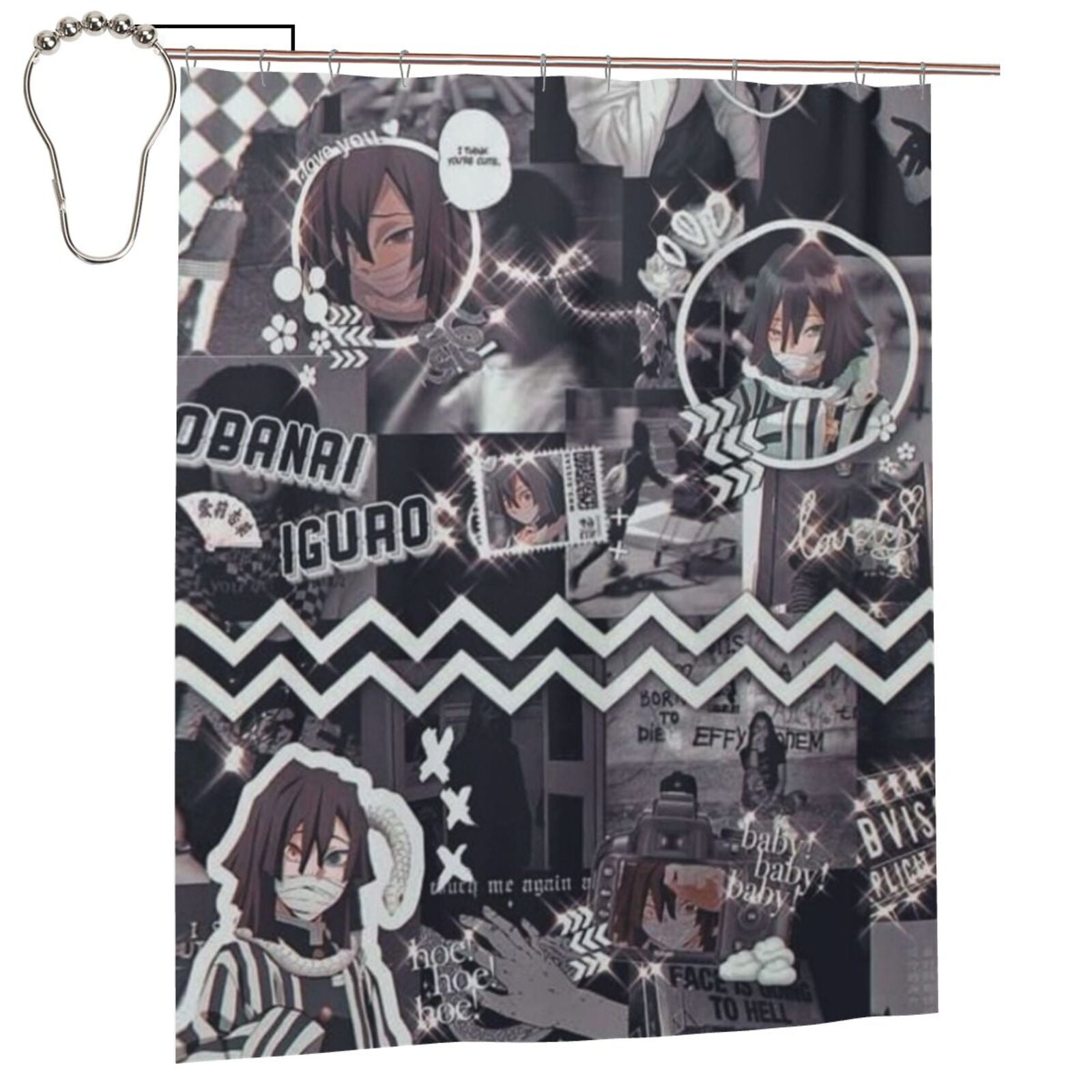 Waterproof Fabric Shower Curtain Liner, Demon Slayer Iguro Obanai ...