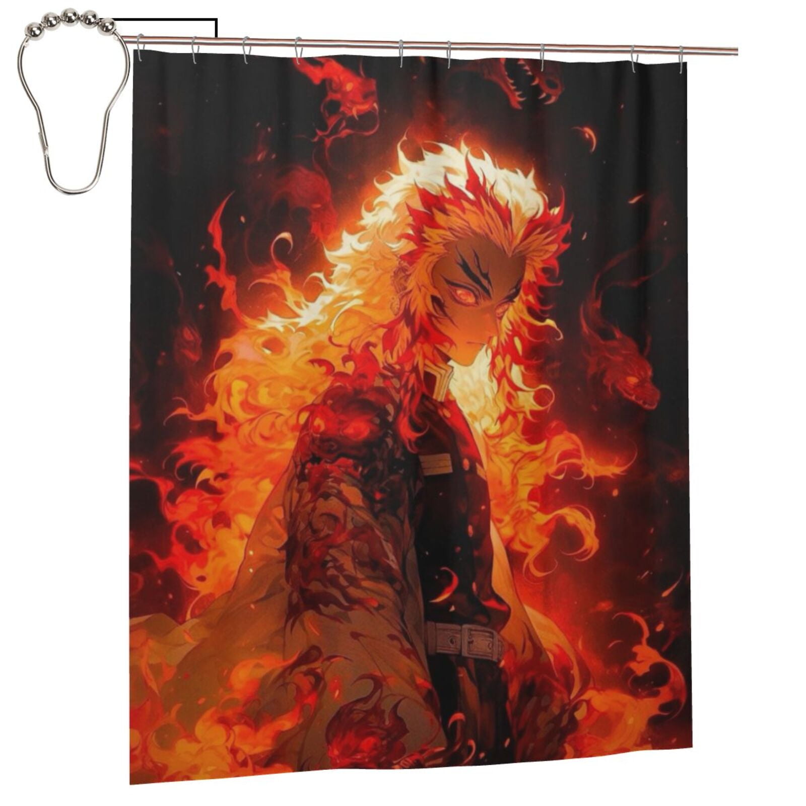 Waterproof Fabric Shower Curtain Liner, Demon Slayer Rengoku Kyojuro ...
