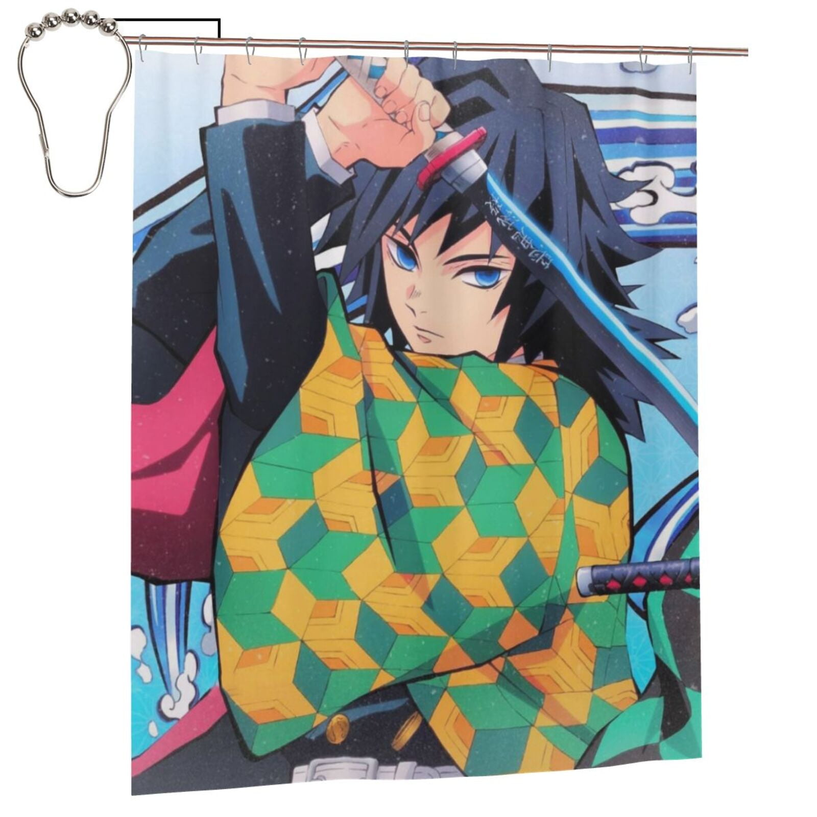 Waterproof Fabric Shower Curtain Liner, Demon Slayer Tomioka Giyuu ...