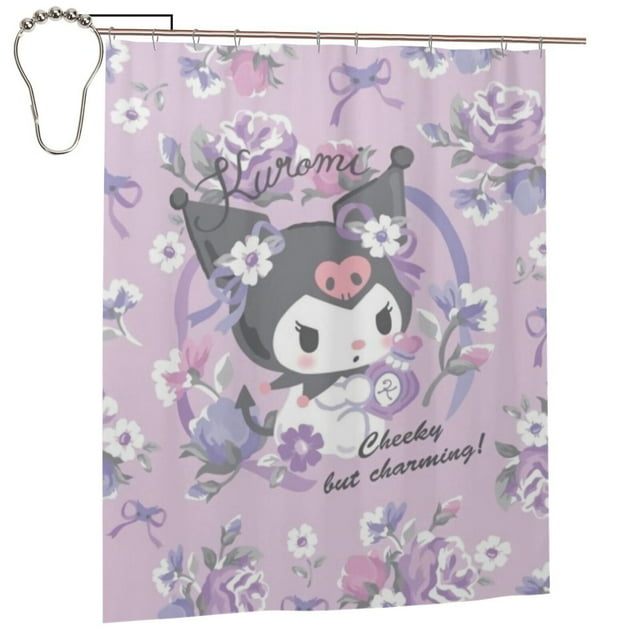 Waterproof Fabric Shower Curtain Liner, Kuromi Covered Bathtub Bathroom ...