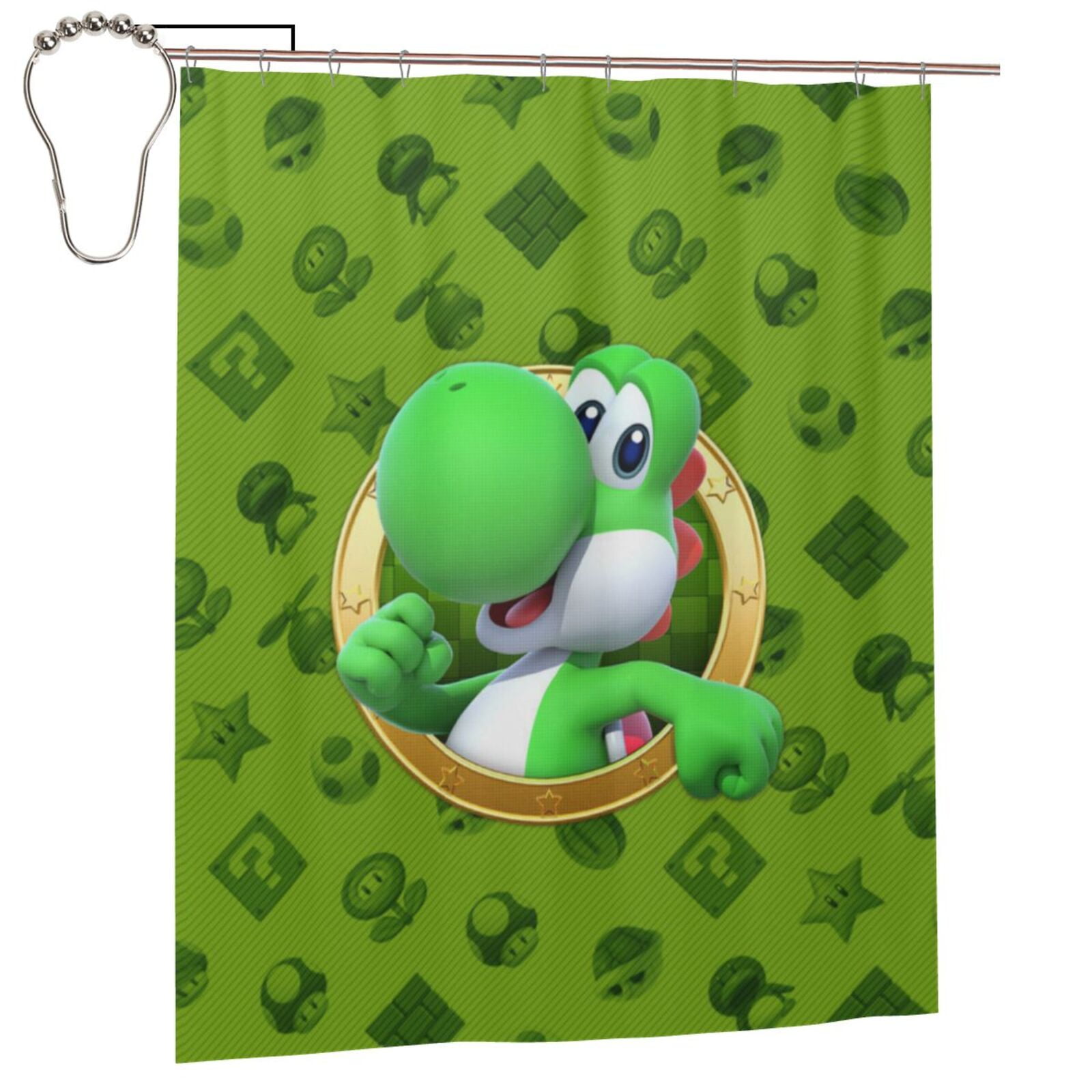 Waterproof Fabric Shower Curtain Yoshi Mario Covered Bathtub Bathroom ...