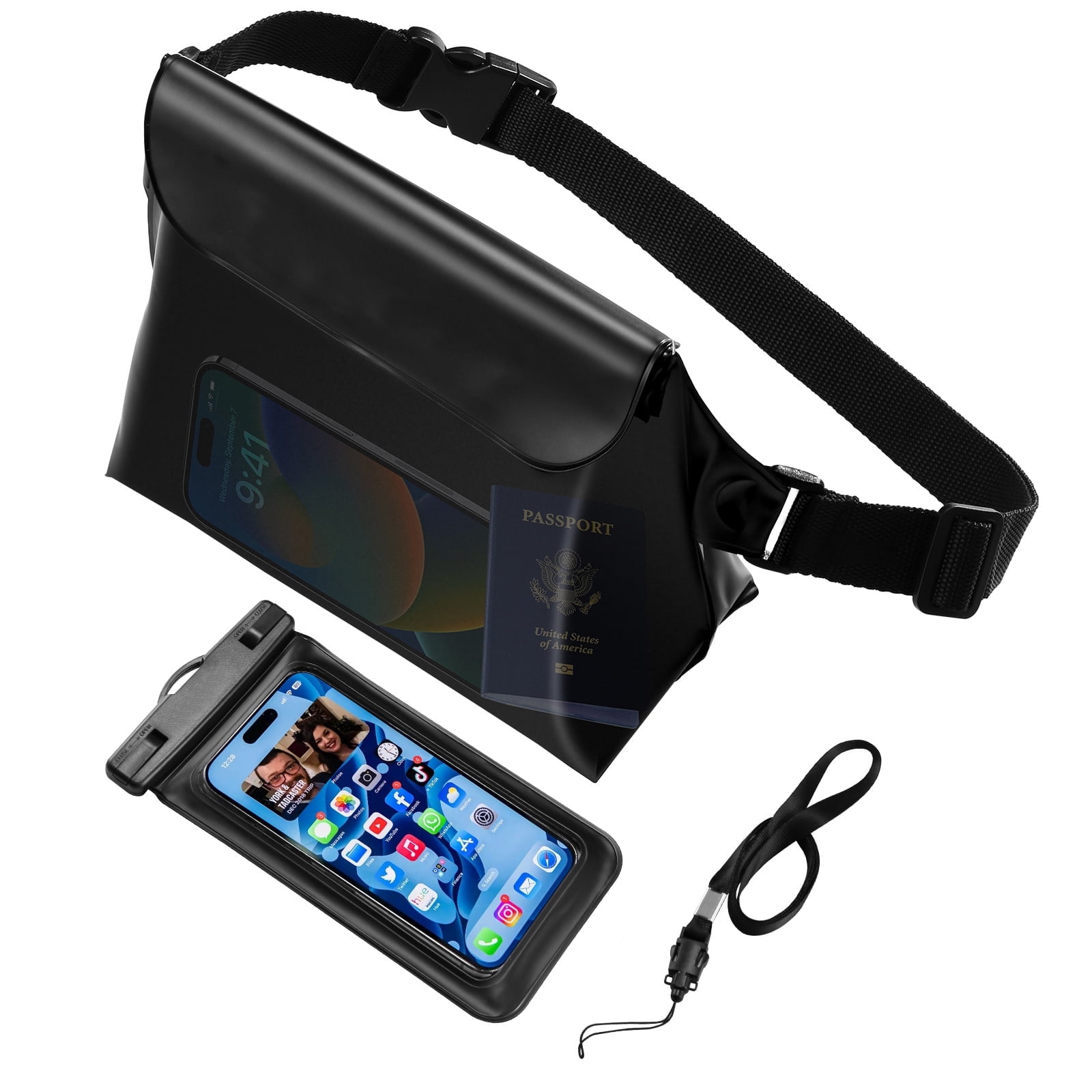 Waterproof Fanny Packs black , Waterproof Dry Bag Pouch Phone ...