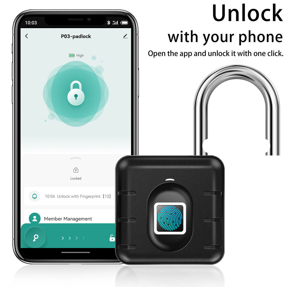 Waterproof Fingerprint Padlock, Keyless Smart Bluetooth Lock with App ...