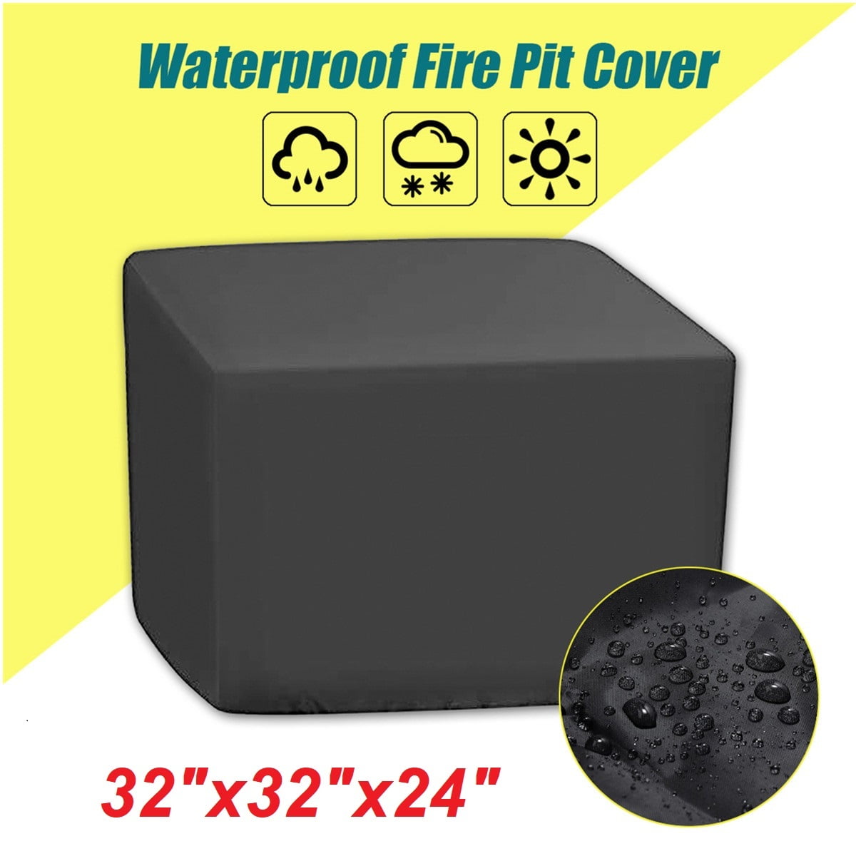 Waterproof Fire Pit Cover Square Heavy Duty Full Coverage Anti UV ...