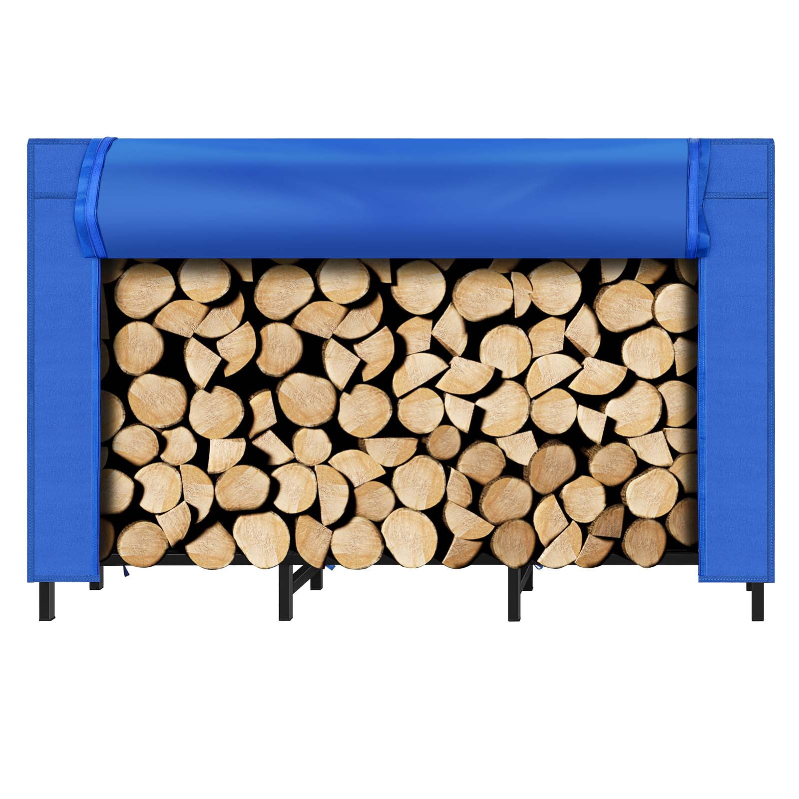 Waterproof Firewood Rack, Outdoor Firewood Storage Rack + Blue ...