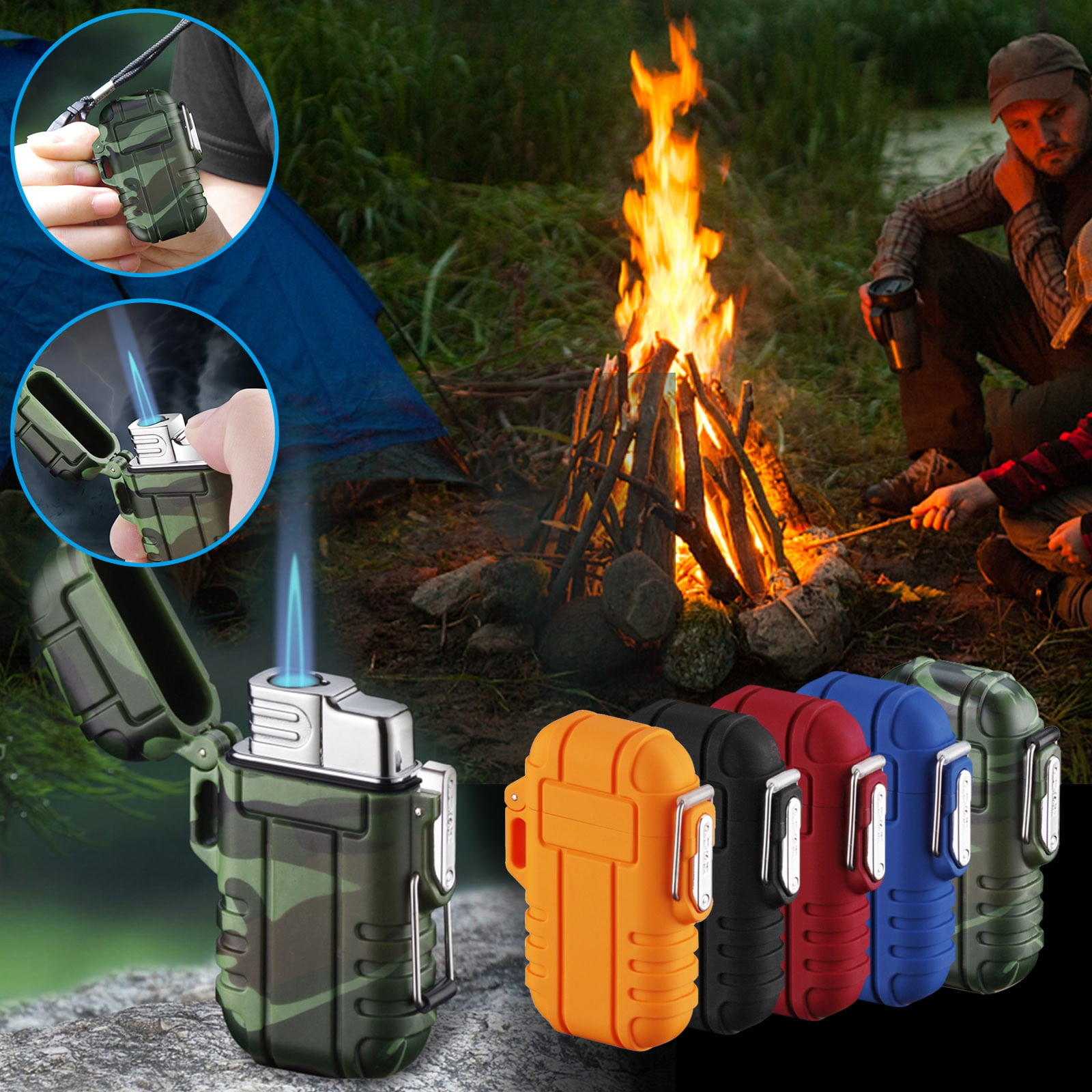 Waterproof Flameless Electric Lighter-Portable ABS Dual Arc Plasma Beam ...