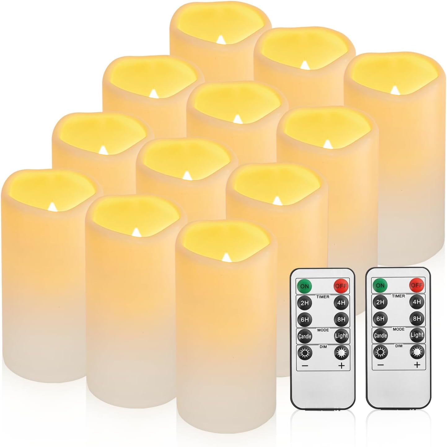Waterproof Flameless Remote Control Candles 12PACK（D3''*H5.5''） Battery ...