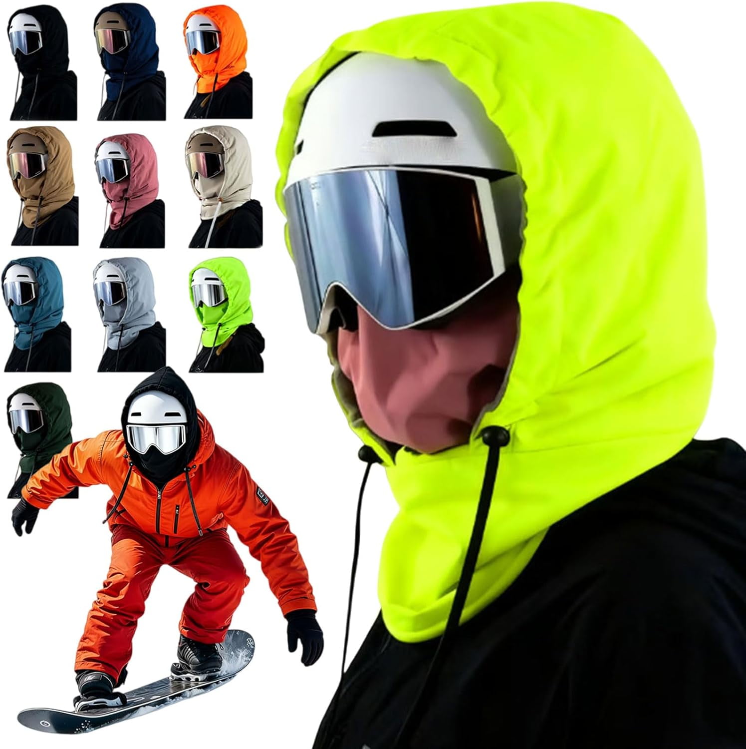 Waterproof Fleece Lined Hood, 3 in 1 Full-Cover Balaclava Ski Mask ...