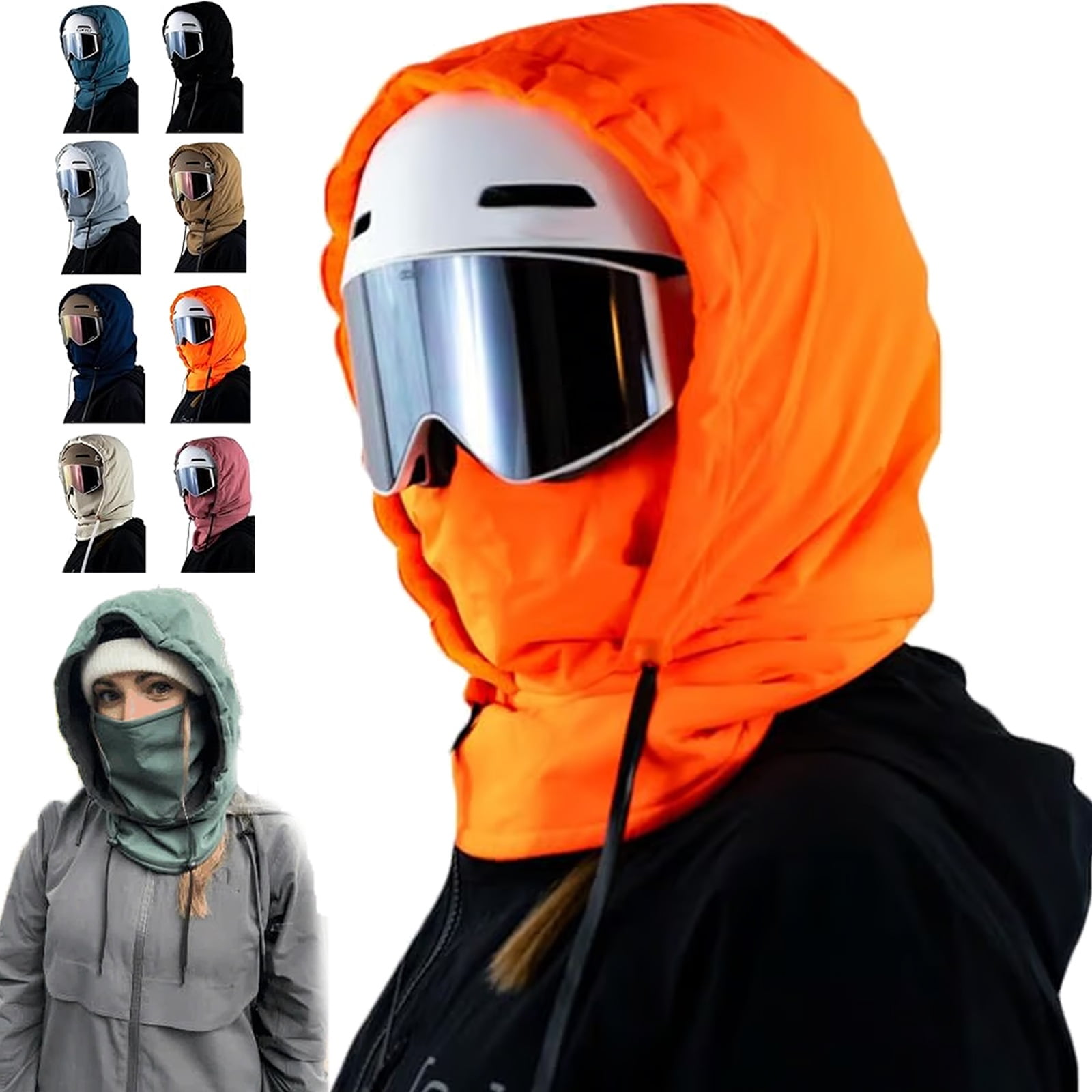 Waterproof Fleece-Lined Hood, 3-in-1 Thickened Full Cover Ski Masks ...