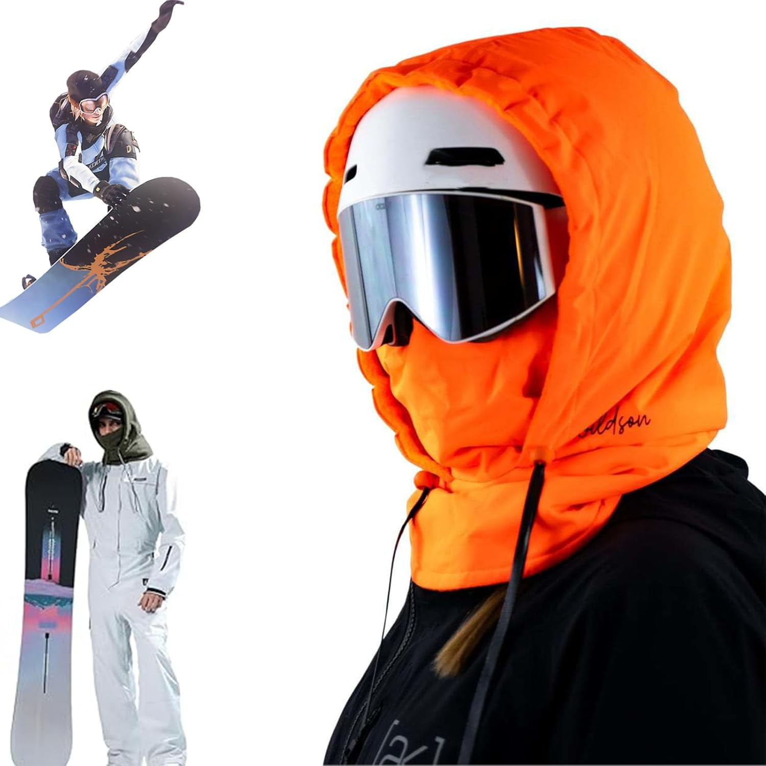 Waterproof Fleece-Lined Hood, Multifunctional 3-in-1 Hickened Full ...