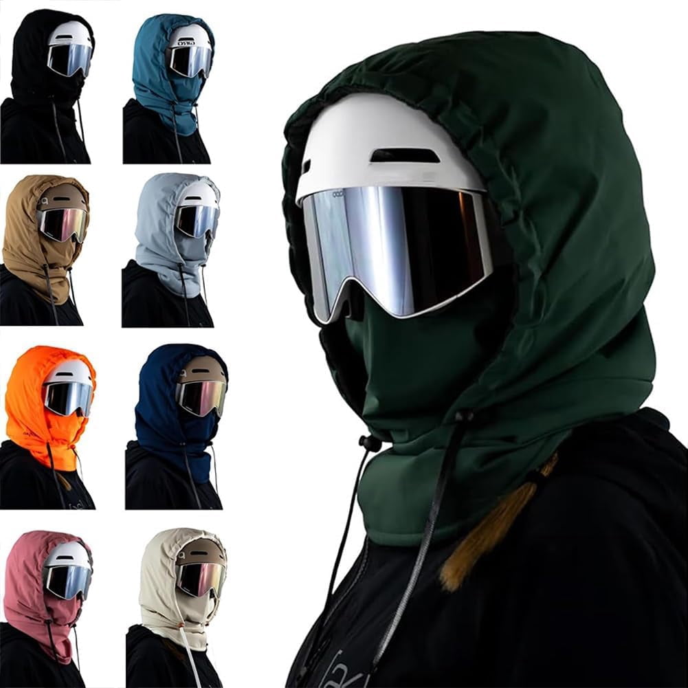 Waterproof Fleece-Lined Hood W/Drawstr for Snowboarding Balaclava ...