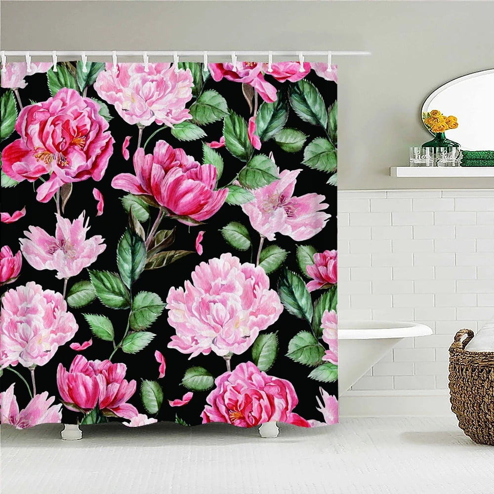 Waterproof Flower Leaves Shower Curtain For Bathroom Bath Curtains 3d
