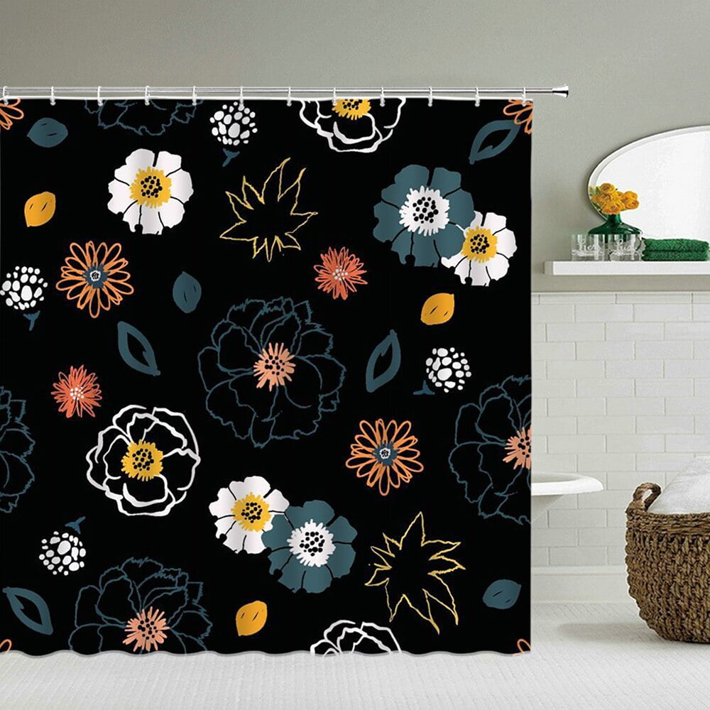 Waterproof Flower leaves Shower Curtain For Bathroom Bath Curtains 3d Print Polyester Fabric ...