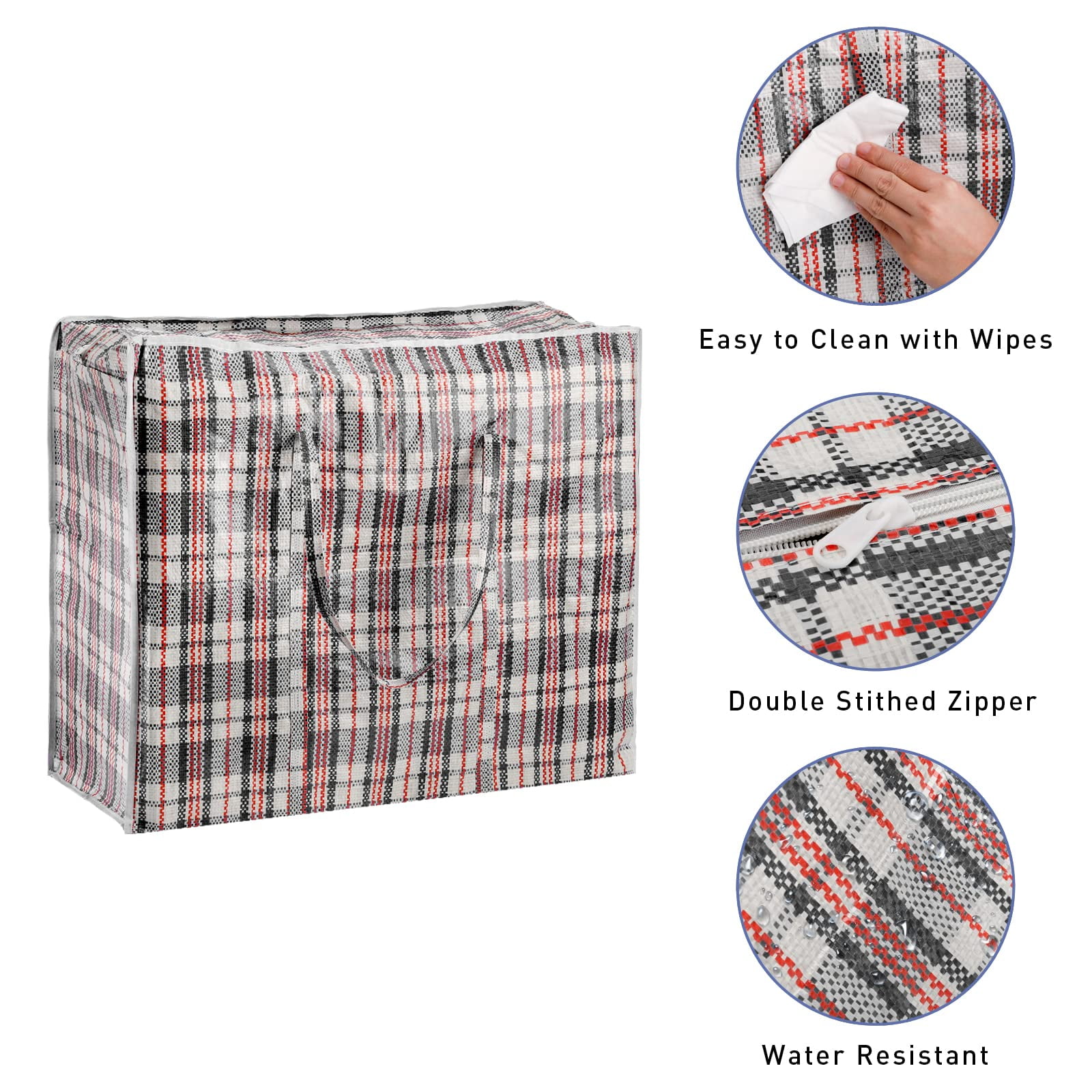 Waterproof Foldable Moving Storage Bags, Plaid Large Capacity Organizer ...