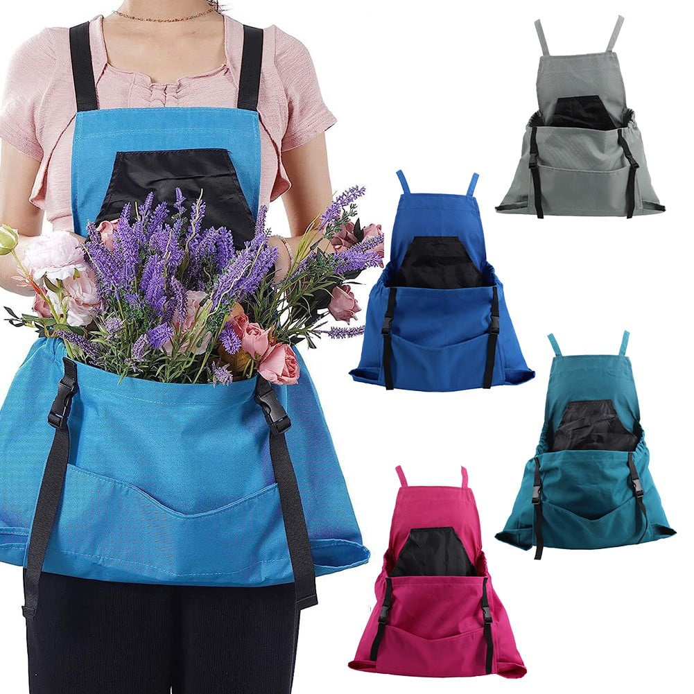Waterproof Gardening Apron Outdoor Picking Large Pocket Apron Garden Quick Release Harvest Apron ...