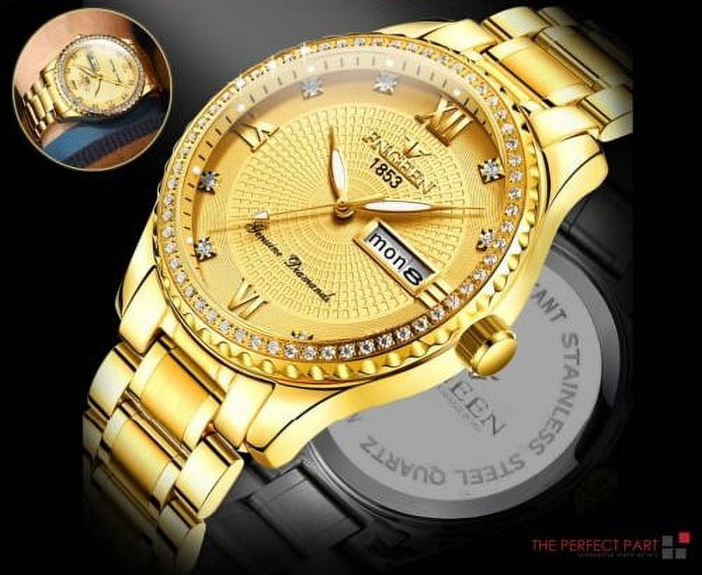 Walmart Gold Men's Watch, Waterproof, Stainless Steel, Quartz Analog ...