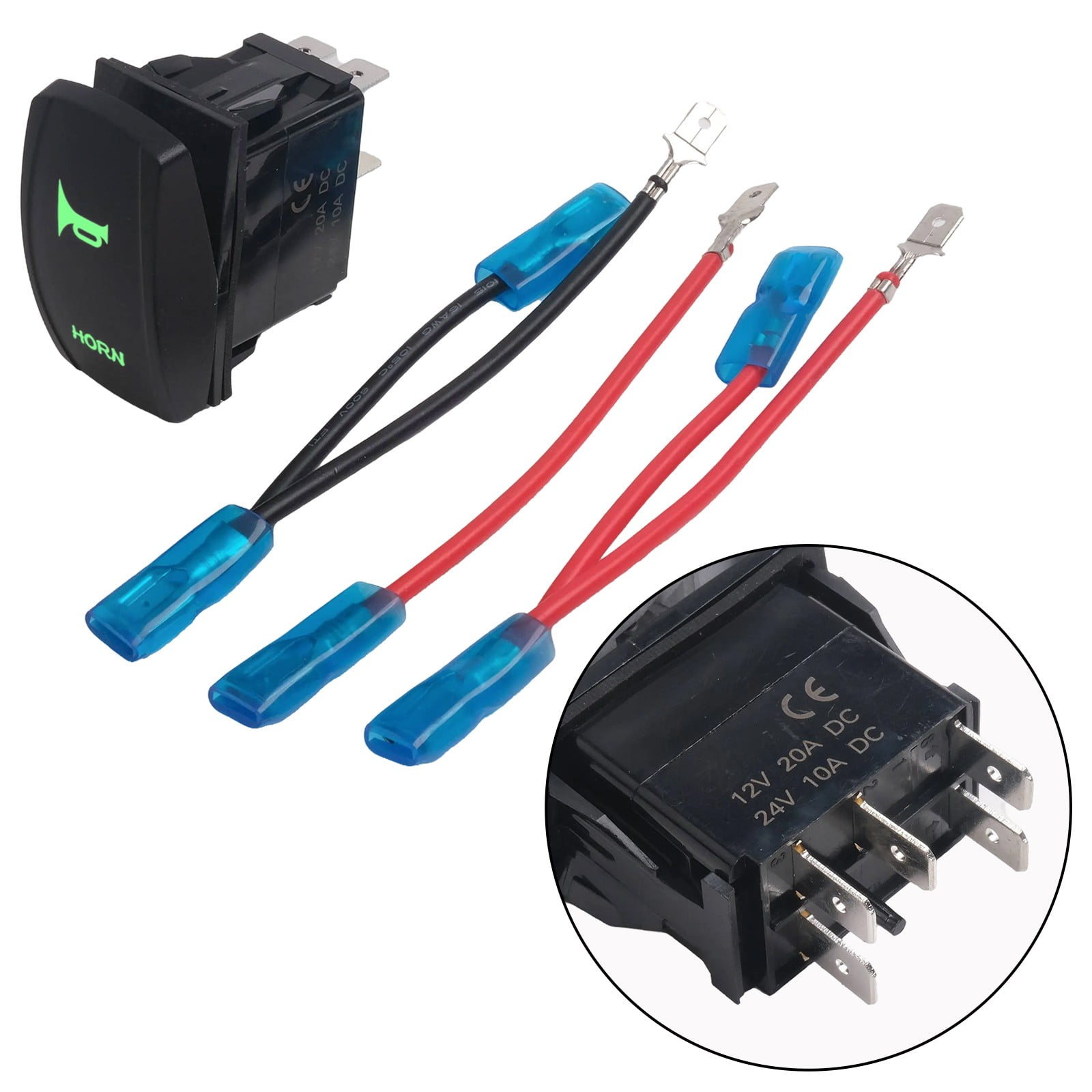 Waterproof Green LED Momentary Toggle Rocker Switch 12V 20A Car Boat ...