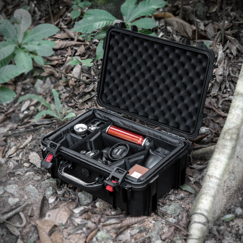 Waterproof Hard Case with Lid Storage Box and Dividers - Black Plastic ...
