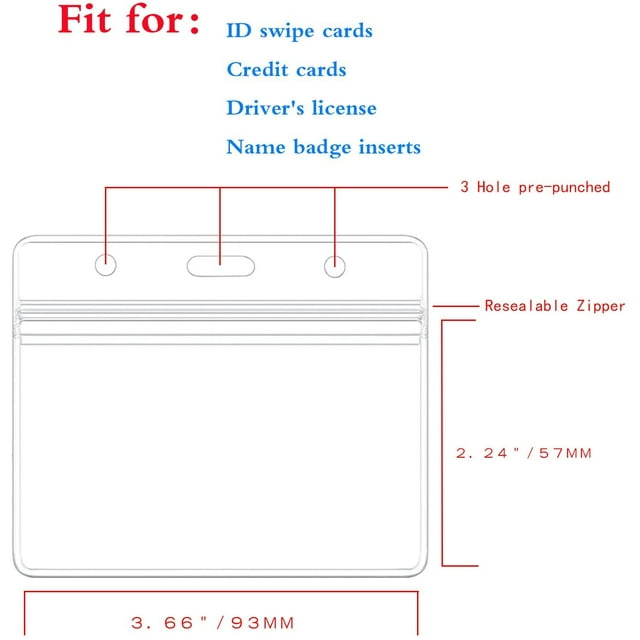 Waterproof Horizontal ID Badge Holder Horizontal Clear PVC Name Holder ...
