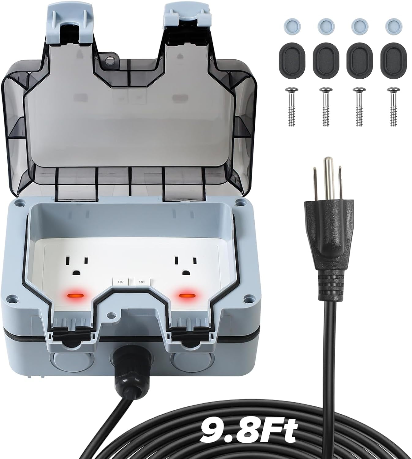 Waterproof IP66 Electrical Outlet Box with 9.8Ft Extension Cord ...