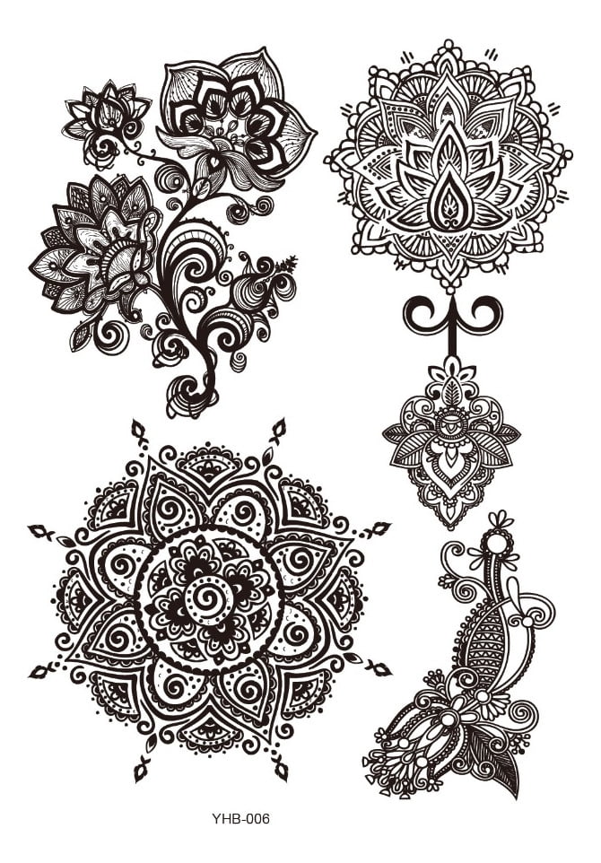 Waterproof Indian Lace Tattoo Stickers - Walmart.com