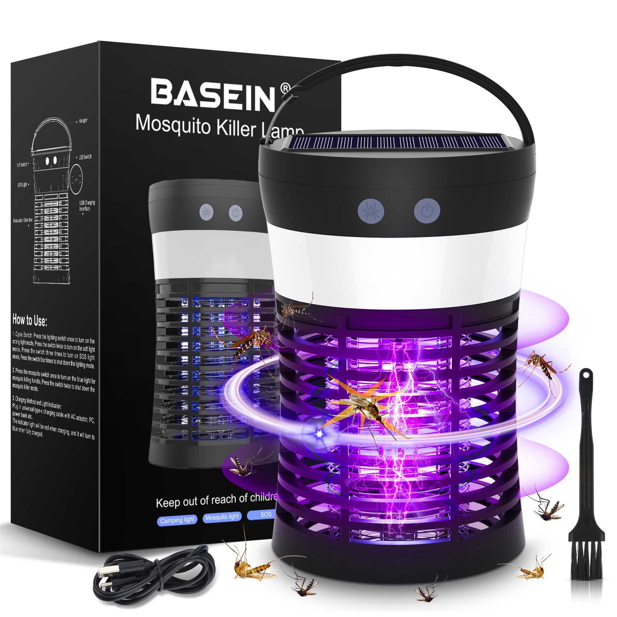 Waterproof Indoor Outdoor Multifunction Mosquito Bug Zapper, Solar ...