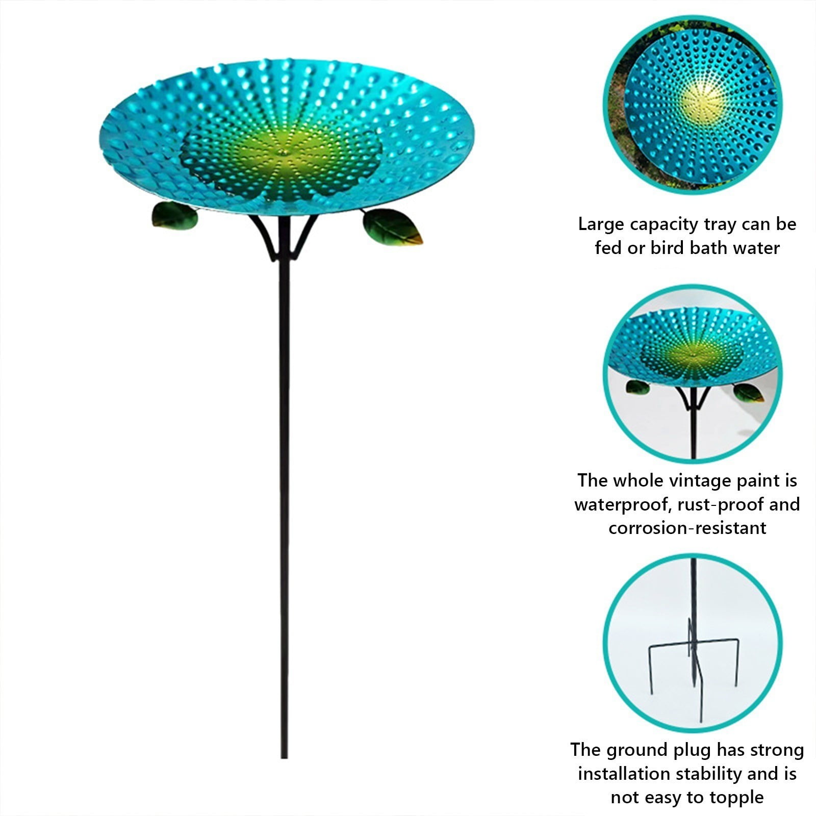 Iron Bird Bath Feeder Outdoor Decorative Water Station | Metal Ground ...