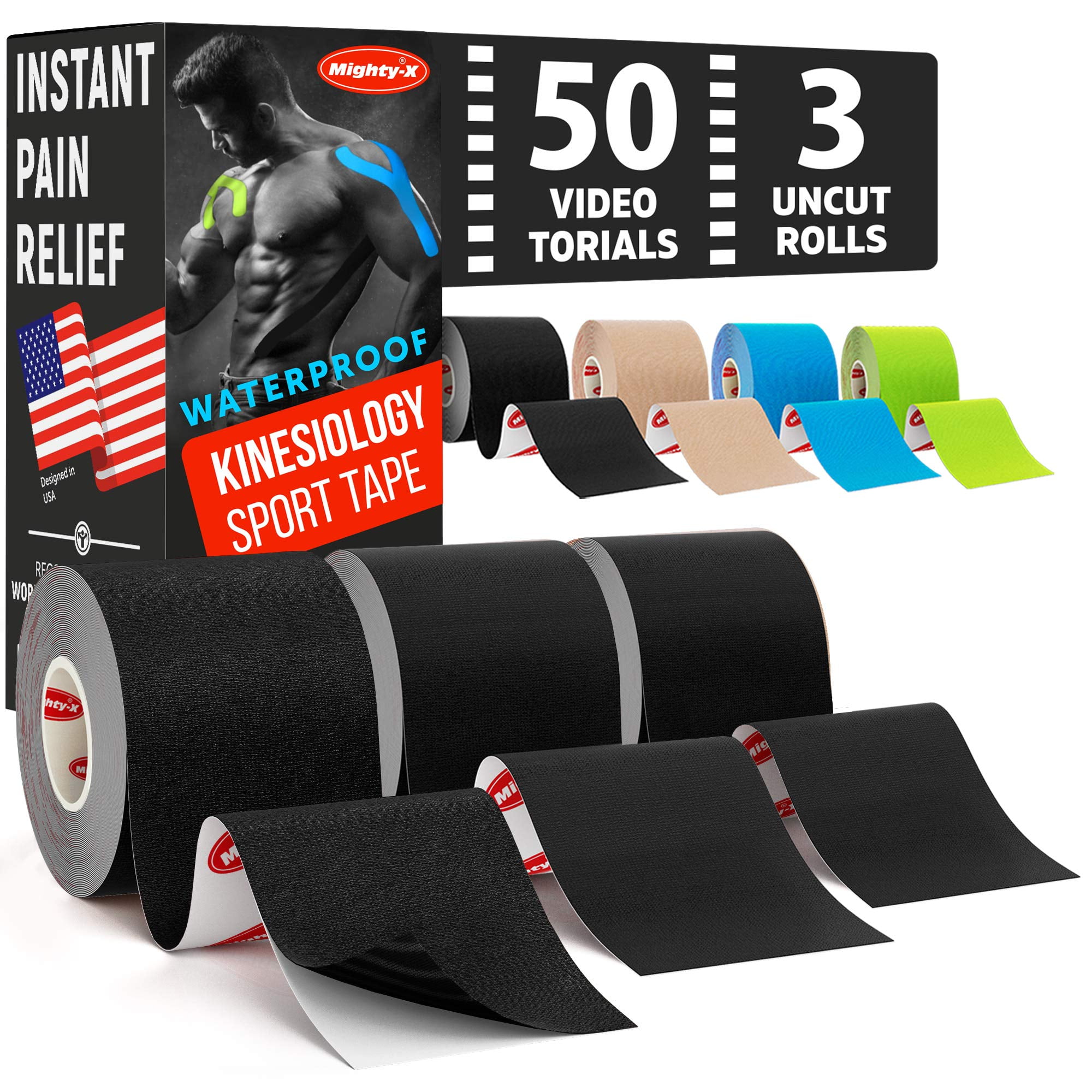 Waterproof Kinesiology Tape - [3 Rolls] - Kinetic Tape - Joints Support ...