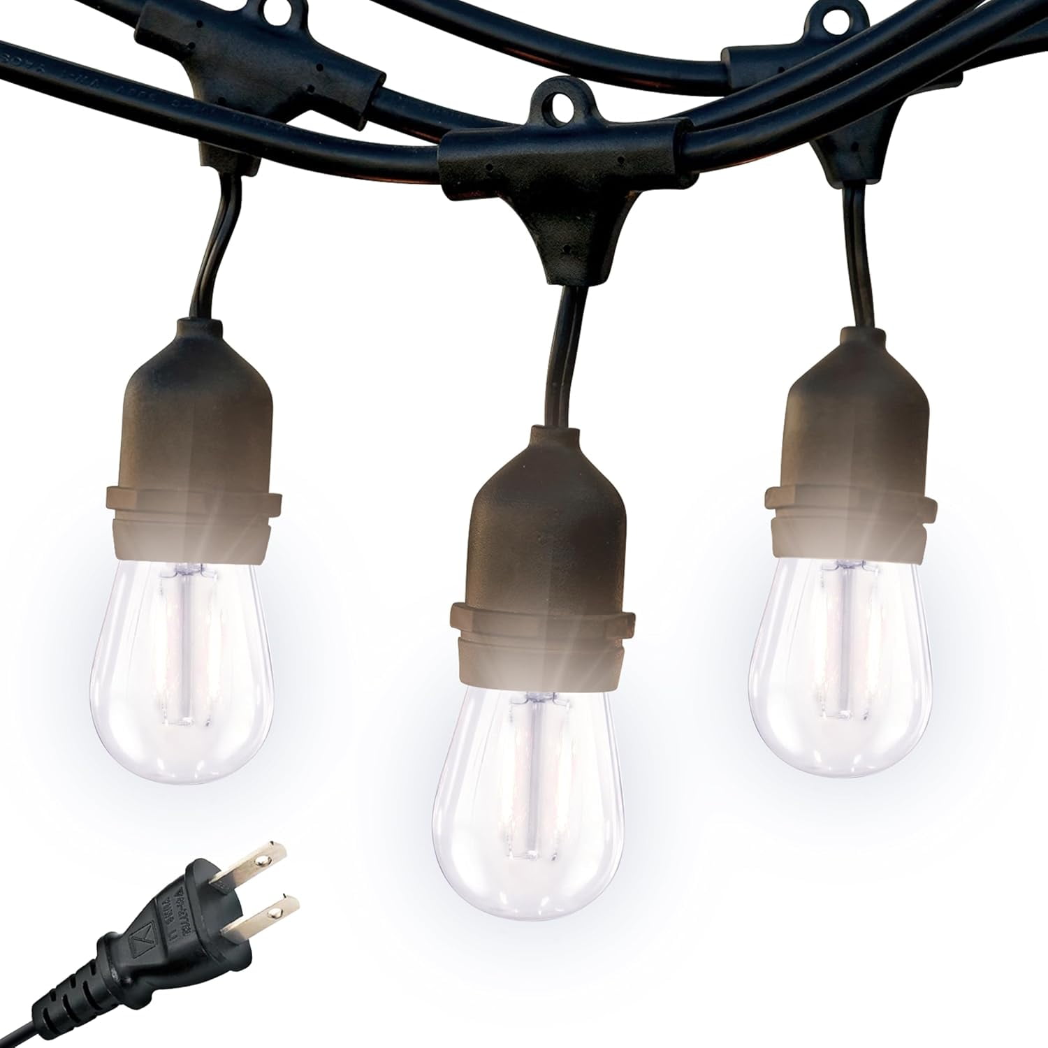 Waterproof LED Outdoor String Lights, 48 Ft, Hanging, Dimmable Vintage ...