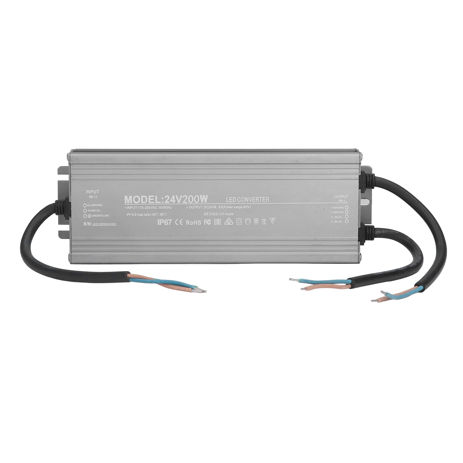 Waterproof LED Power Supply, 200W AC170-265V to 24V 83A, Pulse Width ...