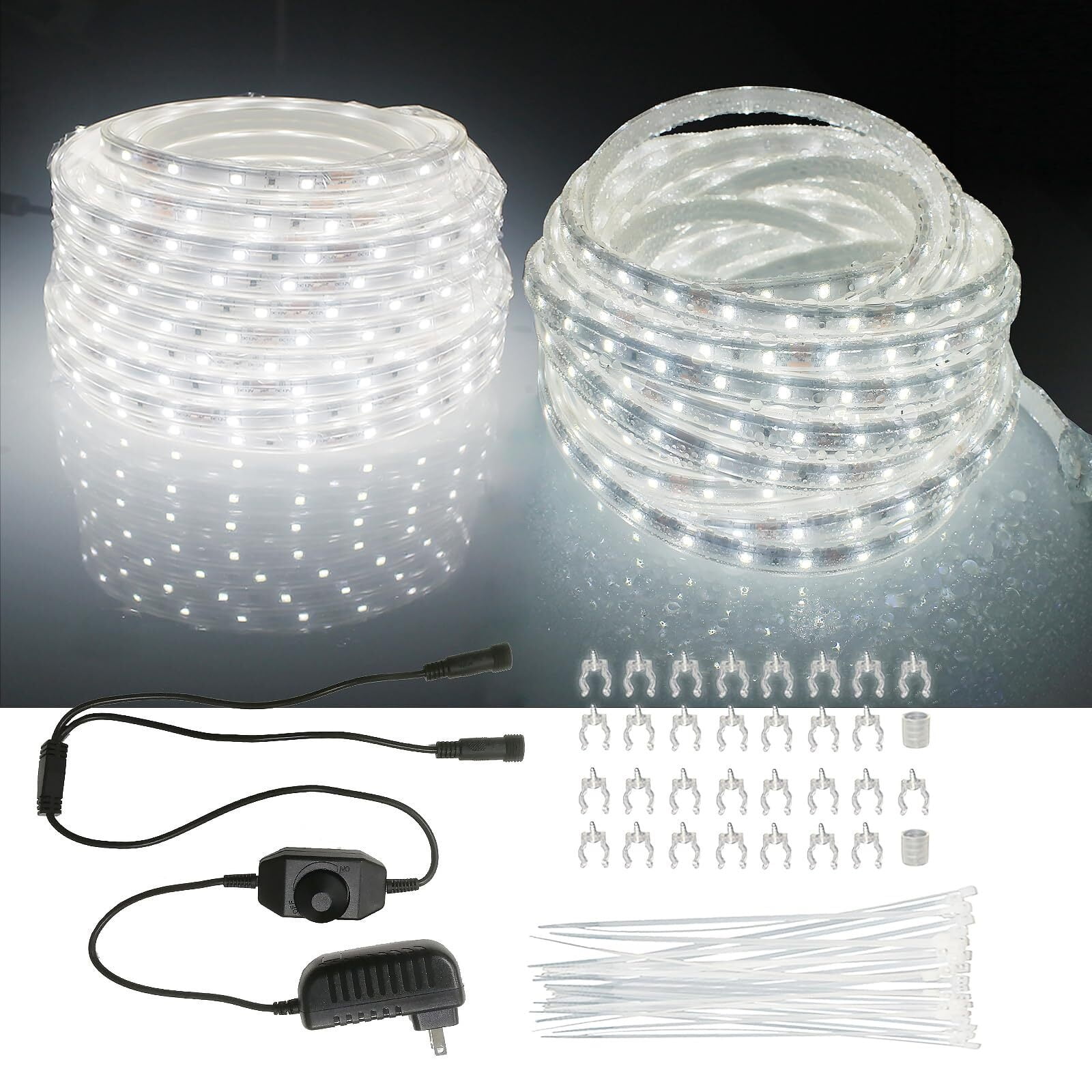 Waterproof LED Rope Light, Dimmable Outdoor LED Strip Light Waterproof ...