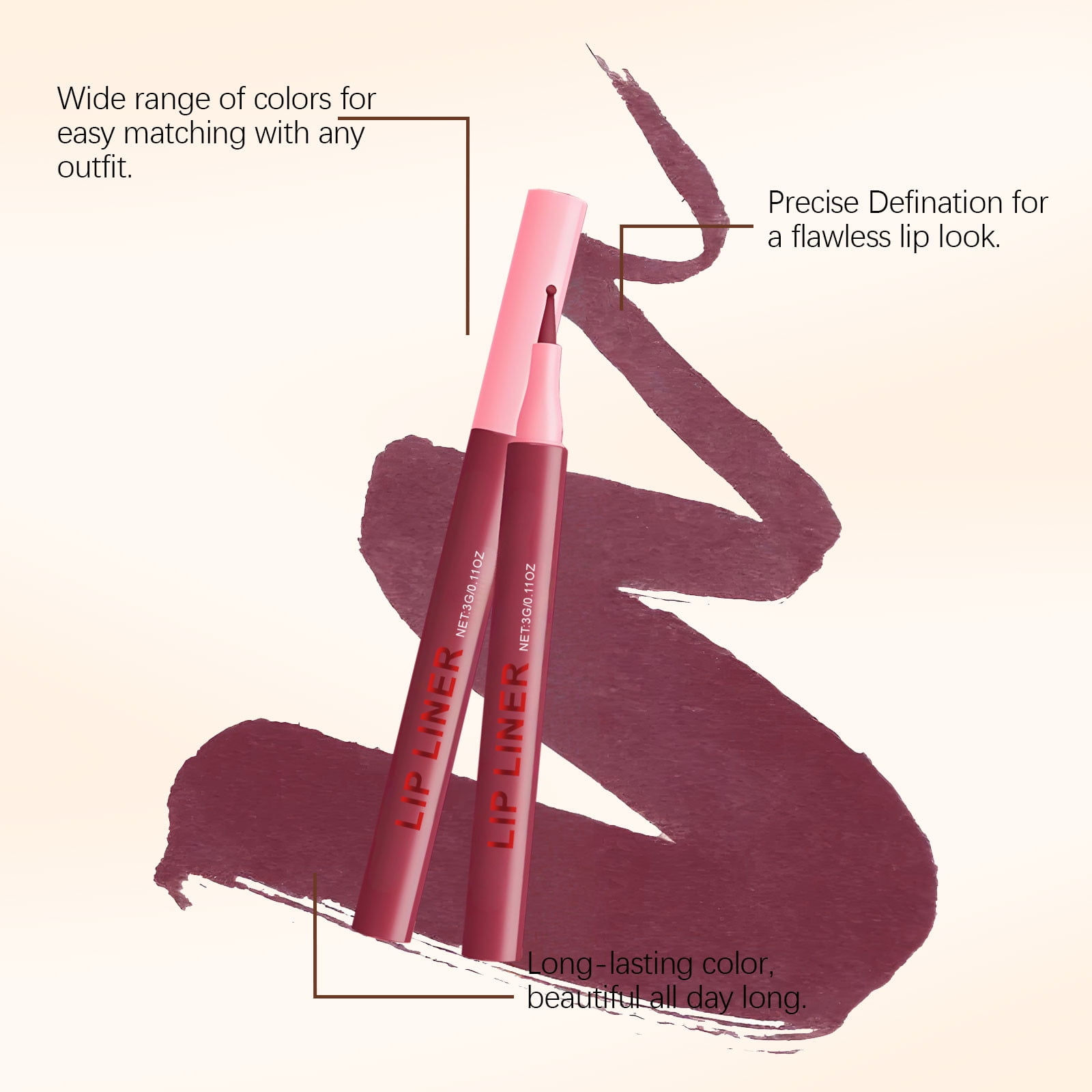 Waterproof Lip Liner, Long-Lasting Lip Makeup, Natural Lip Shape ...