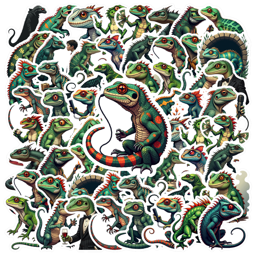 Waterproof Lizard Stickers Vinyl Animal Stickers Colorful Vintage ...