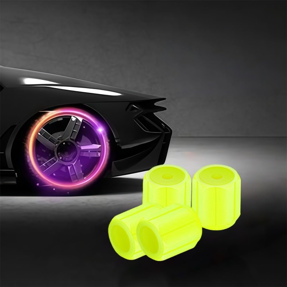 Waterproof Luminous Car Tire Valve Caps Glow in The Dark Tire LED Valve ...