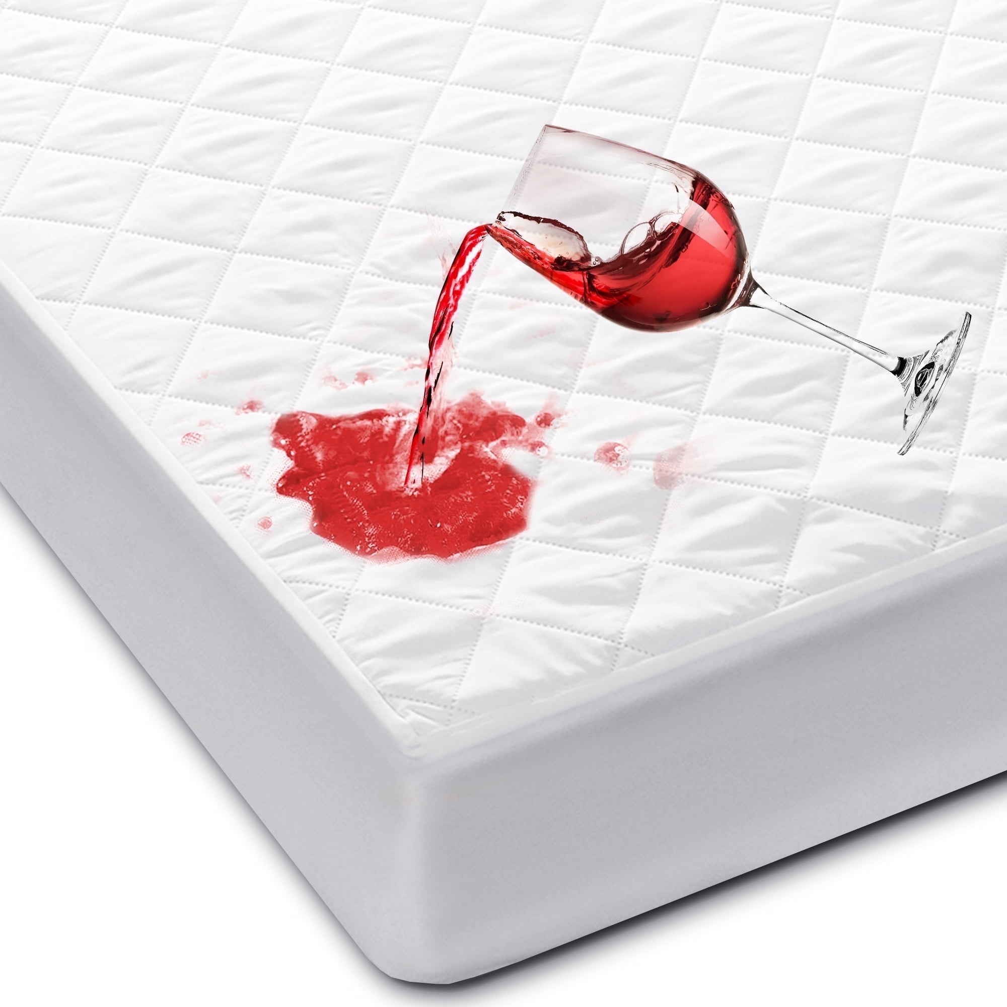Waterproof Queen Size Mattress Pad, Quilted Protector with 22-Inch Deep ...