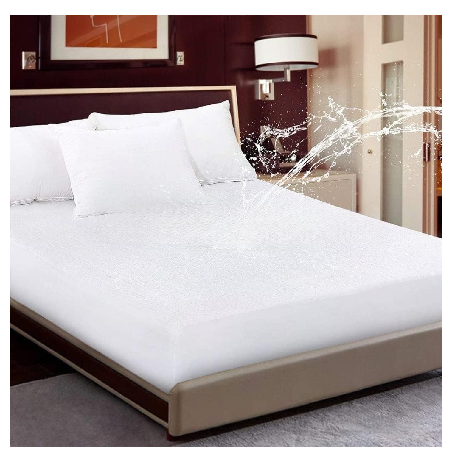 Waterproof Mattress Protector - Fitted Elastic with Deep Pockets for ...