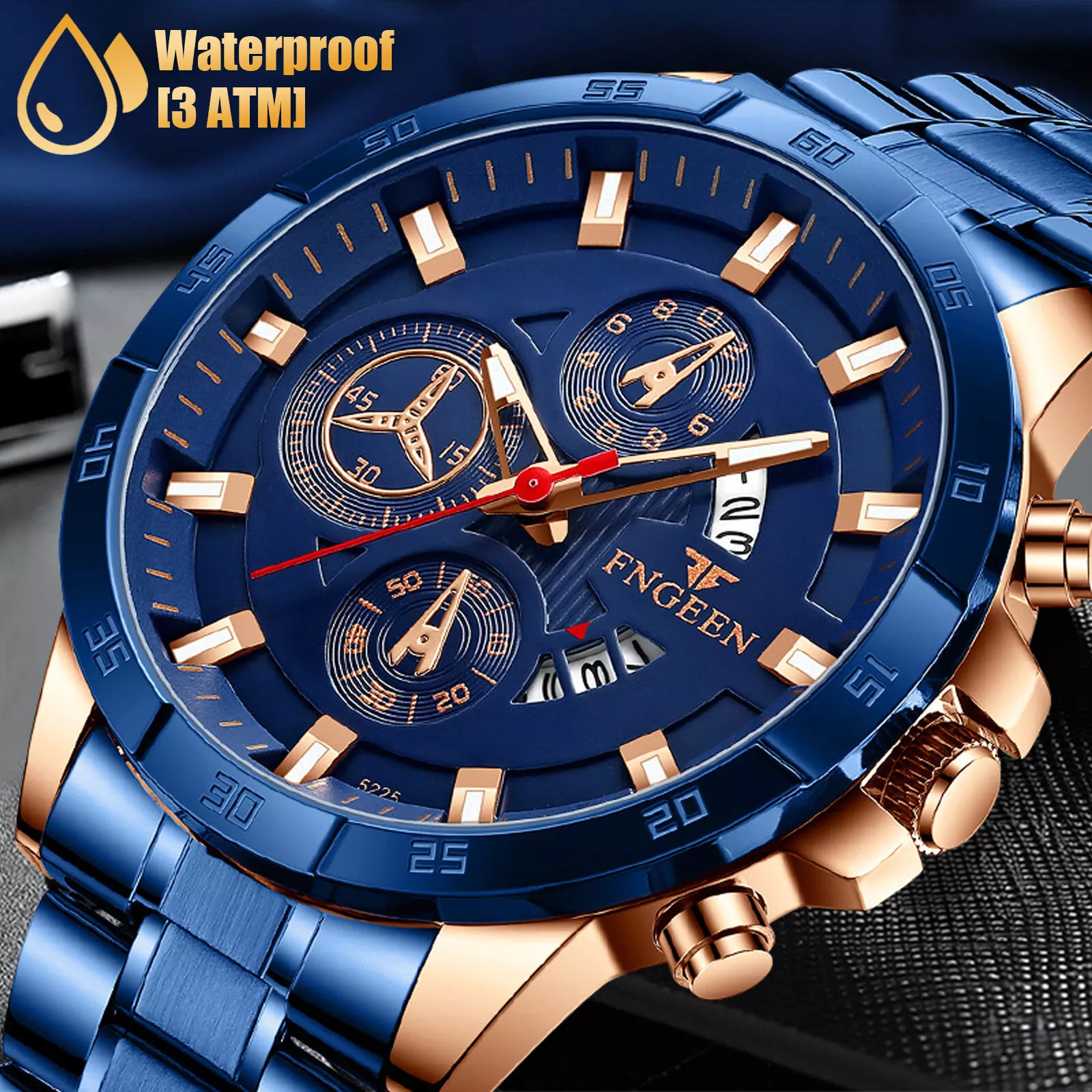 Waterproof Men Watch Stainless Steel Quartz Classic Business Luminous ...
