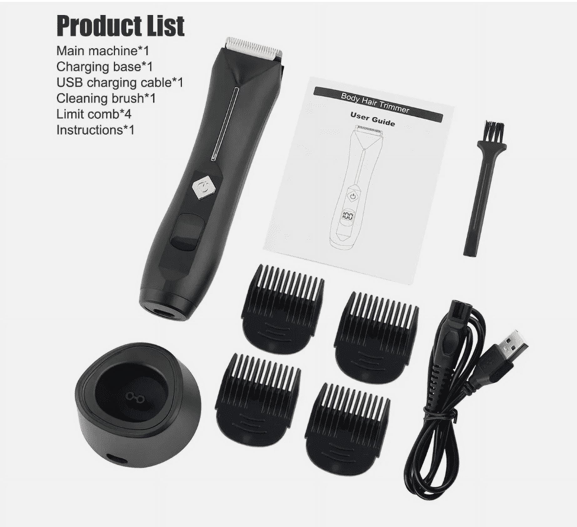 Waterproof Men's Pubic Hair Trimmer, Groin & Body Shaver for Sensitive ...