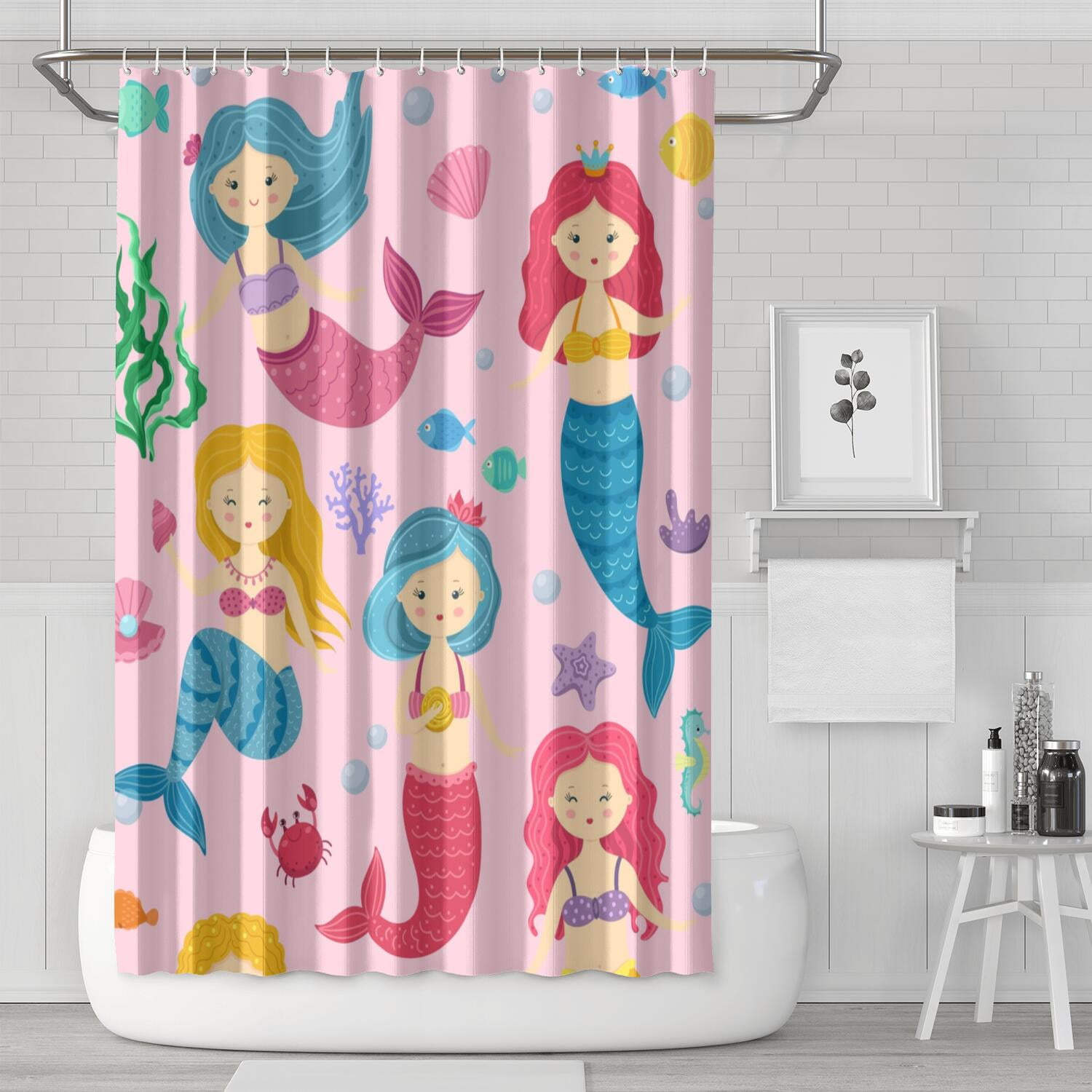 Waterproof Mermaid Scale Shower Curtain 72x72 Inch, Polyester Fabric ...