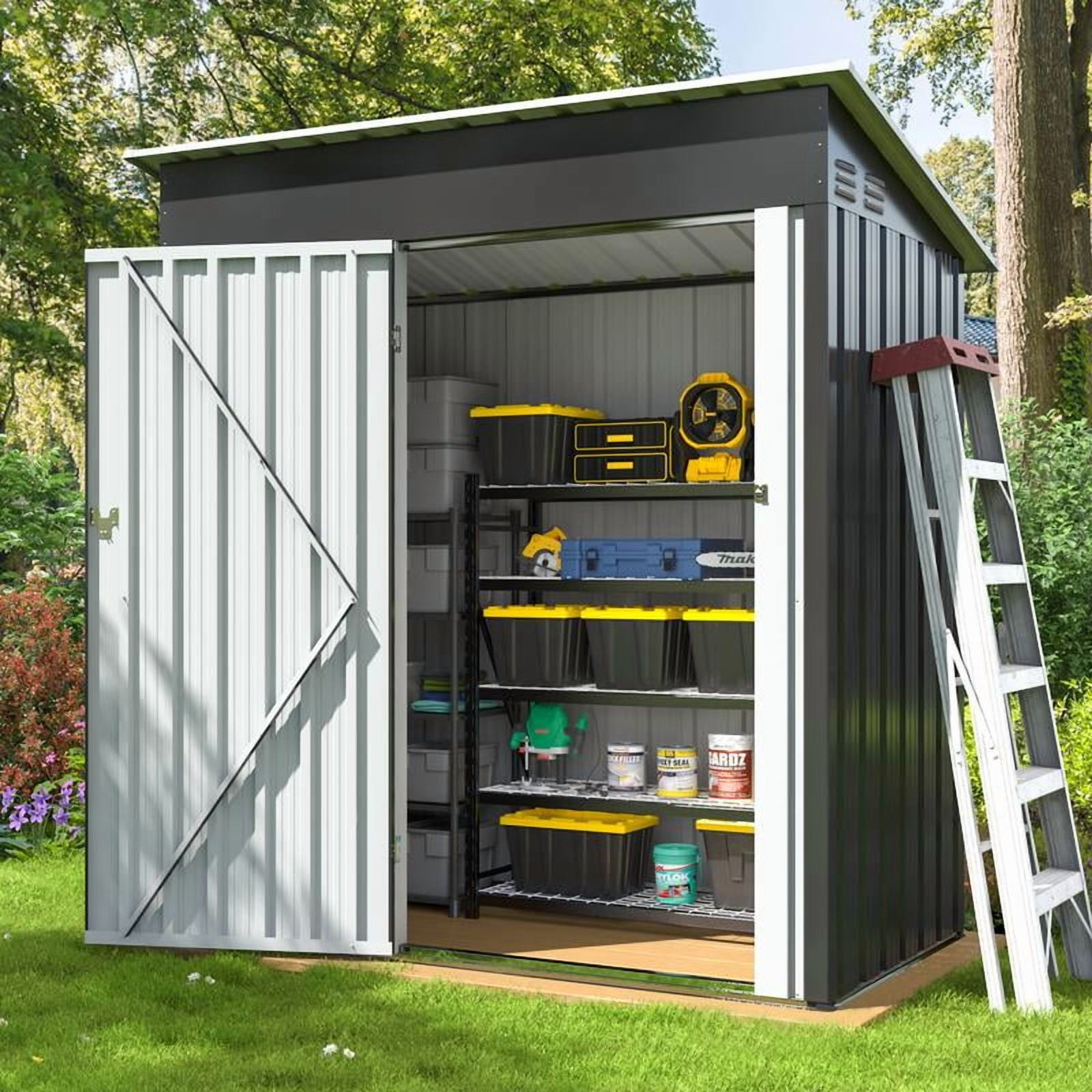 Waterproof Metal Outdoor Storage Shed With Door And Ramp Plate - Ideal ...