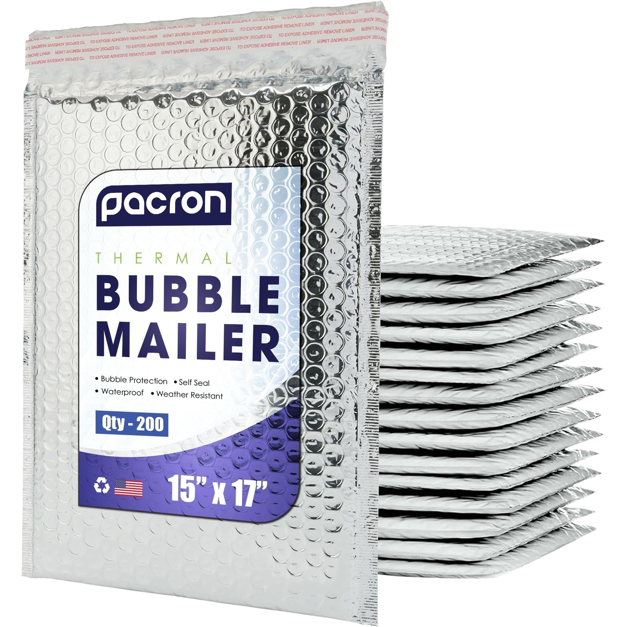 Waterproof Metallic Foil Thermal Bubble Mailer - 200 Pack Self Seal ...