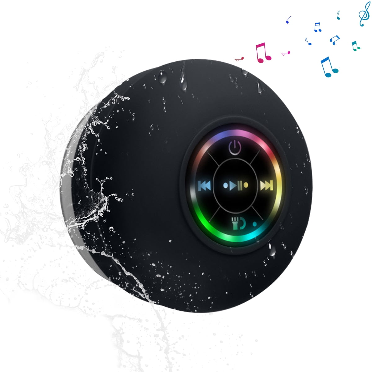 Waterproof Mini Bluetooth Shower Speaker, Portable LED Speaker with ...