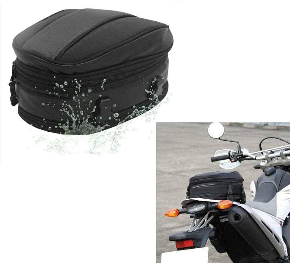 Waterproof Motorcycle Back Seat Tail Bag Leather Expandable Luggage Bag ...