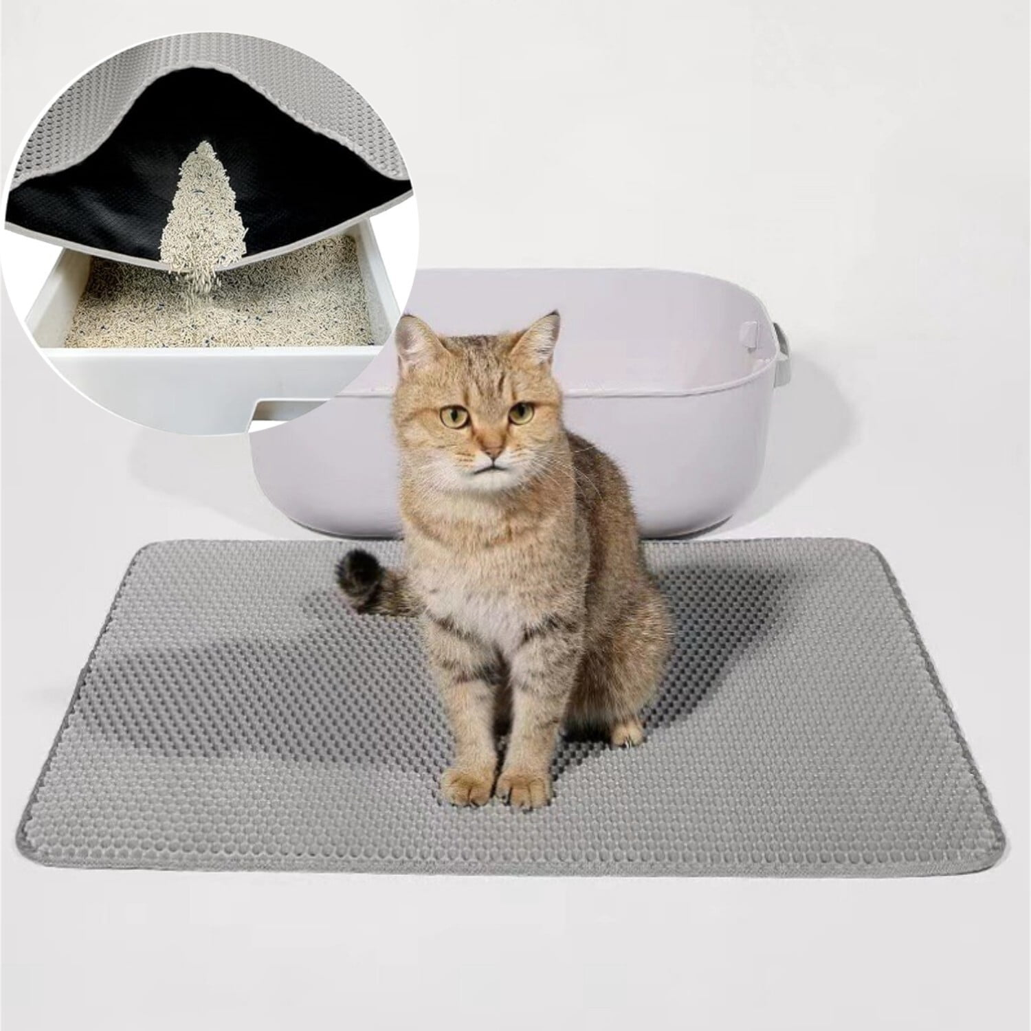 Waterproof Non-Slip Cat Litter Mat – Double-Layer Trappe, Easy Clean ...