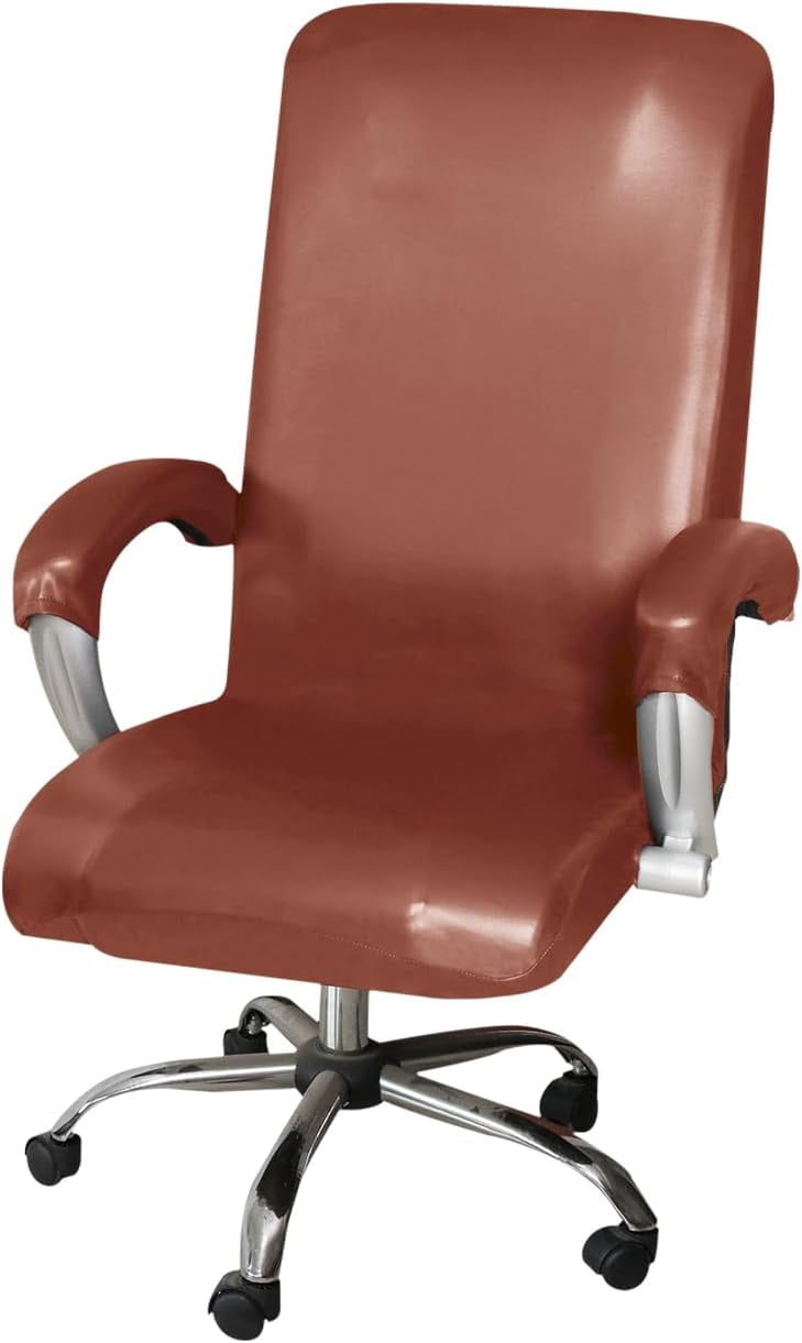 Waterproof Office Chair Cover with Armrest Covers PU Leather Computer ...