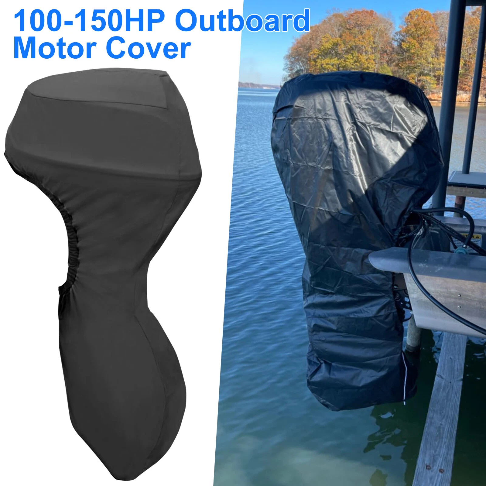 Waterproof Outboard Motor Cover for 100-150HP Boat Engines 420D Oxford ...