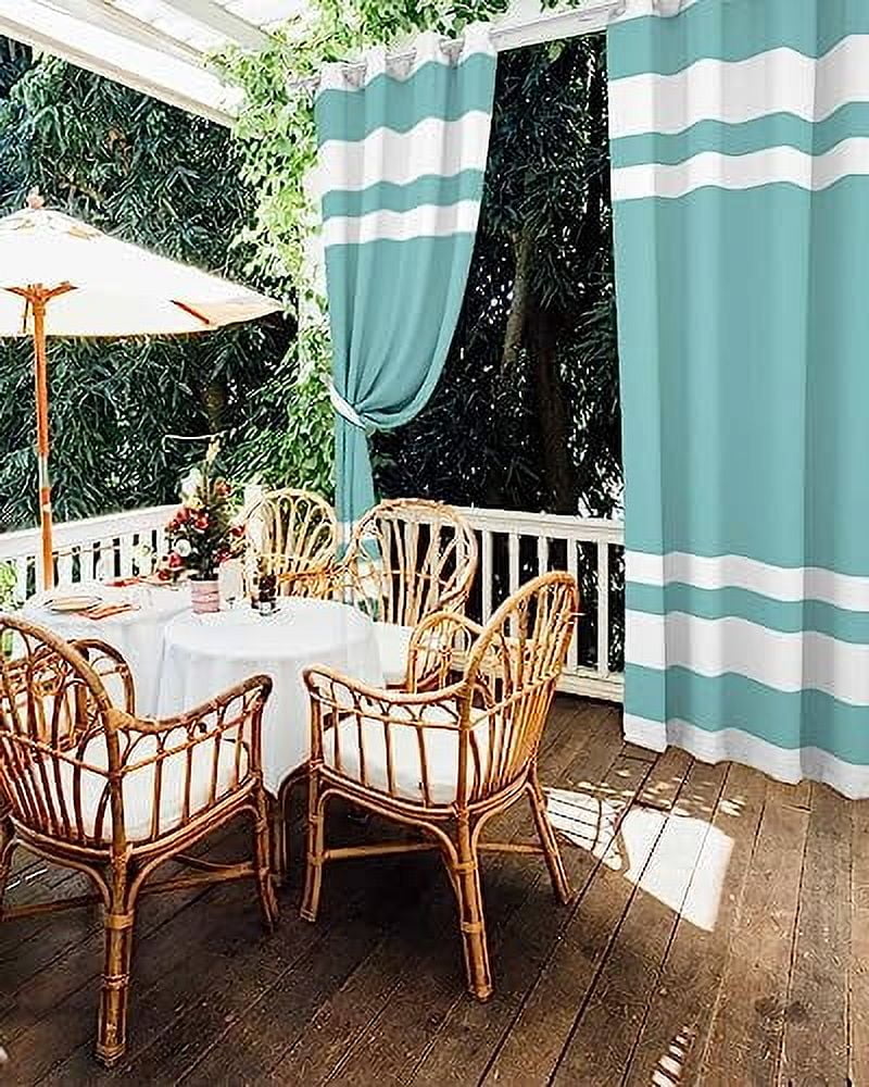 Waterproof Outdoor Curtains for Patio, Outside Curtains Green and White ...