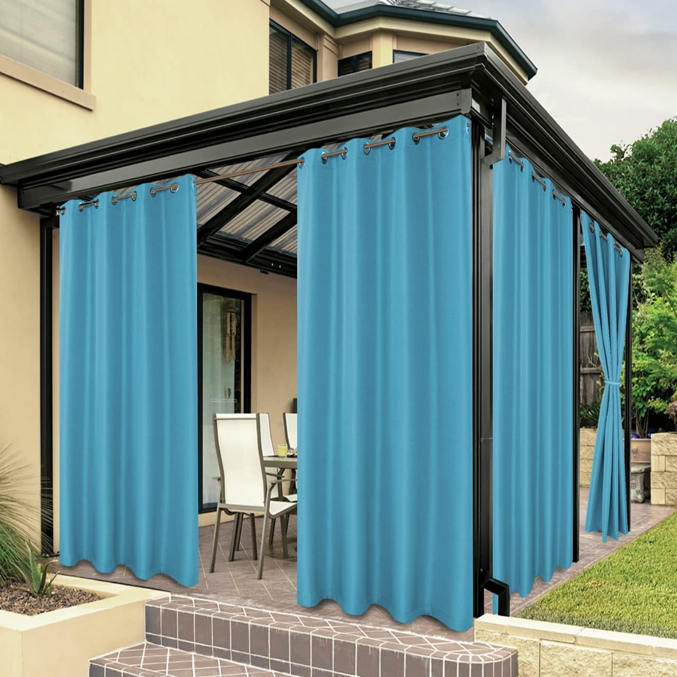 Waterproof Outdoor Curtains for Patio Porch Pergola Cabana Sunlight Blocking Privacy Grommet ...